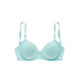 Lascana Damen Schalen-BH "Tiziana", Gr. 100, blau, Microtouch, Obermaterial: 71% Polyamid, 16% Polyester, 13% Elasthan, BHs, mit dekorativer Spitze,