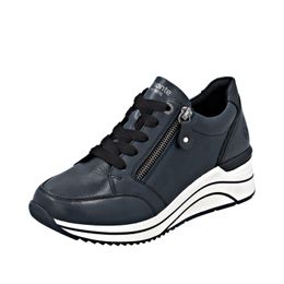 Remonte Damen Keilsneaker, Gr. 44, blau, Leder, Lederimitat, unifarben, Schuhe, Freizeitschuh, Halbschuh, Schn&uuml;rschuh mit Rieker TEX-Membran