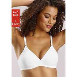 Damen Soft-BH, PETITE FLEUR BY LASCANA, Gr. 75, wei&szlig;, Jersey, Obermaterial: 93% Baumwolle, 7% Elasthan, Basic, BHs, ohne B&uuml;gel, im Triangel Schnitt,