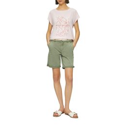 s.Oliver Damen Chinoshortsshadow khaki, Gr. 40, unifarben, Obermaterial: 98% Baumwolle, 2% Elasthan, Hosen, Sommerhose mit geflochtenem G&uuml;rtel