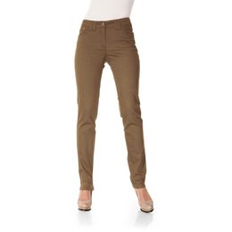 Damen R&ouml;hrenhose, braun, Gr. 38, Linea Tesini BY HEINE, unifarben, 98% Baumwolle, 2% Elasthan, Hosen