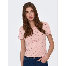 Only Damen Kurzarmshirt "ONLSUSAN SHORT S/S 2 PACK TOP CS JRS", wei&szlig;, Gr. M, bedruckt, unifarben, Jersey, Obermaterial: 95% Baumwolle, 5% Elasthan,
