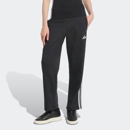 Damen Sporthose "HOLIDAY 3-STREIFEN FLEECE- MIT OFFENEM SAUM", schwarz, Gr. XL, adidas Sportswear, Obermaterial: 55% Baumwolle, 36% Polyester, 9%