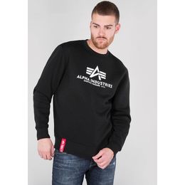 Herren Sweatshirt "Basic Sweater", schwarz, Gr. S, Alpha Industries, bedruckt, angeraute Sweatware, Obermaterial: 80% Baumwolle, 20% Polyester,