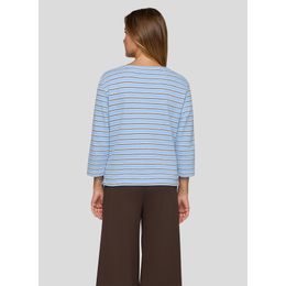 Rabe Damen 3/4-Arm-Shirt, blau, Gr. 44, gestreift, Strick, Obermaterial: 52% Baumwolle, 28% Polyester, 20% Viskose, Shirts, Strick-Look und gestreift