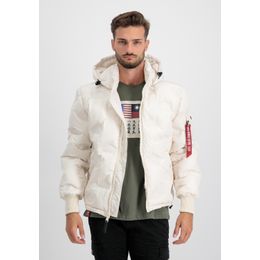 Herren Winterjacke "Hooded Logo Puffer", wei&szlig;, Gr. XXL, Alpha Industries, Obermaterial: 100% Polyester; Futter: 100% Polyester; F&uuml;llung: 100%