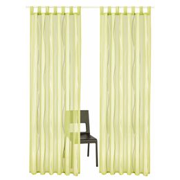Gardine OTTO HOME, B:140cm H:265cm, gr&uuml;n, Voile, Polyester, Wohnzimmer, Gardinen, "Dimona", 2er-Set, Voile, Polyester, Wellen