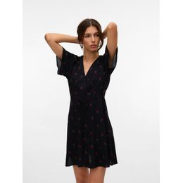 V&eacute;ro Moda VERO MODA Damen Minikleid "VMALBA SS SHORT DRESS WVN NOOS", schwarz, Gr. XS, bedruckt, Web, Obermaterial: 100% Viskose, Kleider, Viskose, slim fit
