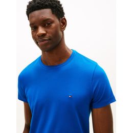 Tommy Hilfiger Herren T-Shirt "STRETCH SLIM FIT", blau, Gr. XL, Jersey, Obermaterial: 96% Baumwolle, 4% Elasthan, Shirts, unifarben, casual, slim