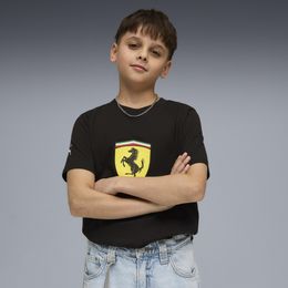 Puma Kinder T-Shirt "Scuderia Ferrari Coloured Shield T-Shirt Jugendliche"schwarz, Gr. 140, clean, Obermaterial: 100% Baumwolle. Rippe: 25%