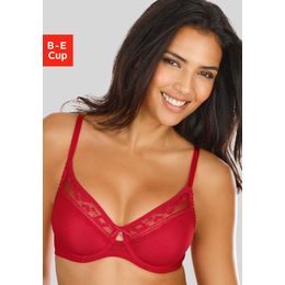 Vivance Damen T-Shirt-BH, Gr. 70, rot, Spitze, Obermaterial: 86% Polyamid, 14% Elasthan, BHs, aus feinem Mesh-Material und Spitze in Leo-Optik,