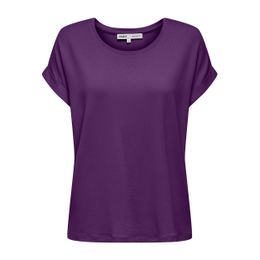 Only Damen T-Shirt "ONLMOSTER &ndash; Kurzarmshirt mit Aufschlag und klassischem Look"imperial lila, Gr. S, unifarben, Jersey, Obermaterial: 75% Viskose,