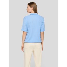 Rabe Damen Poloshirt, blau, Gr. 40, unifarben, Jersey, Obermaterial: 80% Polyester, 17% Viskose, 3% Elasthan, Shirts, in Crinkle-Optik