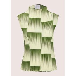 Madeleine Mode MADELEINE Damen Blusentop "Blusentop Plisseebluse mit grafischem Muster", wei&szlig;, Modern, Gr. 42, Obermaterial: 100% Polyester PES., Blusen, Block-Optik