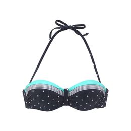 Lascana Damen Bandeau-Bikini-Top "Monroe", bunt, Gr. 38, gepunktet, gestreift, Recycling-Polyamid, Bikini-Oberteile