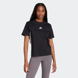 Damen T-Shirt "ESSENTIALS 3-STREIFEN COTTON", schwarz-wei&szlig;, Gr. XS, adidas Sportswear, Obermaterial: 100% Baumwolle, Shirts, sportlicher Stil, mit
