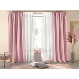 Vorhang OTTO HOME, B:140cm H:145cm, rosa, Polyester, Recyceltes Material, Wohnzimmer, Gardinen, "Parry", 2-er Set, blickdicht, monochrom, basic,