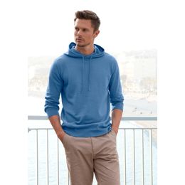 H.I.S. H.I.S Herren Hoodie "Strickpullover mit Kapuze", blau, Gr. M, unifarben, Feinstrick, Obermaterial: 60% Baumwolle, 40% Polyester, Sweatshirts,