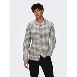 Only & Sons ONLY & SONS Herren Karohemd "ONSGUDMUND LS CHECKED SHIRT NOOS"egret checks:jet schwarz, Gr. XL, kariert, Web, Obermaterial: 100% Baumwolle, Hemden