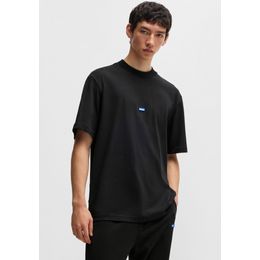 Hugo Herren T-Shirt "Nieros", schwarz, Gr. L, unifarben, Single Jersey, Obermaterial: 100% Baumwolle, Shirts, mit Logo-Patch