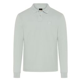 BOSS Orange Herren Poloshirt "Passerby Langarm Regular Fit", grau, Gr. XXL, Jersey, Obermaterial: 95% Baumwolle, 5% Elasthan, Shirts, Langarm Classic