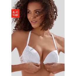Vivance Damen Push-up-BH, Gr. 85, wei&szlig;, Spitze, Obermaterial: 69% Polyamid, 21% Polyester, 10% Elasthan, BHs, mit Spitze in Leo-Optik mit
