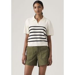 Levi's LEVI'S Damen Kurzarmpullover "SUPER SOFT POLO SWEATER"isabella stripes tofu, anthrazit night, Gr. XS, Strick, Obermaterial: 53% Baumwolle, 32%