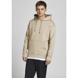 Jack & Jones JACK & JONES Herren Kapuzensweatshirt "STAR BASIC SWEAT HOOD", beige, Gr. L, unifarben, angeraute Sweatware, Obermaterial: 70% Baumwolle, 30%
