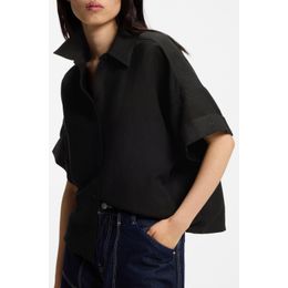 BOSS Orange Damen Hemdbluse "Bisenas Premium Damenmode"schwarz 001, Gr. 46, unifarben, Web, Obermaterial: 53% Leinen, 47% Viskose, Blusen, mit