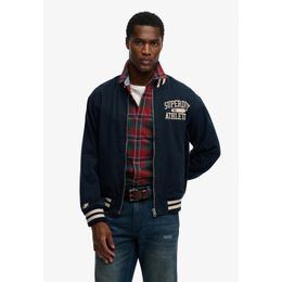 Superdry Herren Parka "TWILL VARSITY BOMBER JKT"eclipse navy, Gr. S, bedruckt, Web, Obermaterial: 80% Baumwolle, 20% Polyester, Jacken, aus