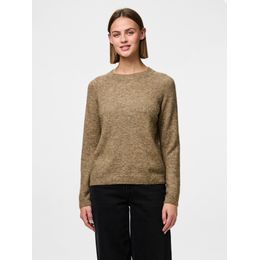 Pieces Damen Strickpullover "PCJULIANA LS O-NECK KNIT NOOS BC", beige, Gr. XL, unifarben, Strick, Obermaterial: 82% Polyester, 15% Polyacryl, 3%