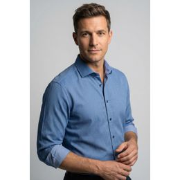 OLYMP Herren Businesshemd "Level Five body fit", blau, Gr. 45, Web, Obermaterial: 97% Baumwolle, 3% Elastolefin, Hemden
