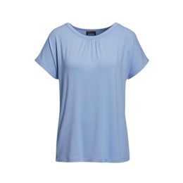 GOLDNER Damen Langarm-Poloshirt "Bequemes Rundhalsshirt aus gl&auml;nzender Qualit&auml;t", blau, Gr. 42, Obermaterial: 91% Modal CMD. 9% Elasthan EL., Shirts,