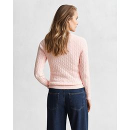 Gant Damen Strickpullover "STRETCH COTTON CABLE C-NECK", rosa, Gr. XXL, Strick, Obermaterial: 88% Baumwolle, 10% Polyamid, 2% Elasthan, Pullover, mit