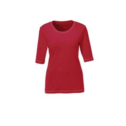 GOLDNER Damen Kurzarmshirt "Basic T-Shirt aus reiner Baumwolle", rot, Gr. 44, Obermaterial: 100% Baumwolle CO., Shirts, Ziern&auml;hte aus Glanzgarn am