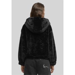 Karl Kani Damen Sweatjacke "Karl Kani Metal Signature Vegan Fur Zip Hoodie Jacket", schwarz, Gr. XXS, unifarben, 100% Polyester, Sweatjacken