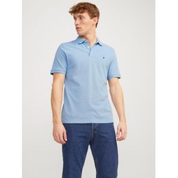 Jack & Jones JACK & JONES Herren Poloshirt "JJEPAULOS Poloshirt mit klassischem Kragen und figurbetonter Form", blau, Gr. XXL, unifarben mit Farbeinsatz, Piqu&eacute;,