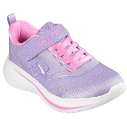 Skechers M&auml;dchen Sneaker "WAVE 92", Gr. 27, lila, Textil, Glitzer, Schuhe, Freizeitschuh mit Klettverschluss, Gr&ouml;&szlig;enschablone zum Download