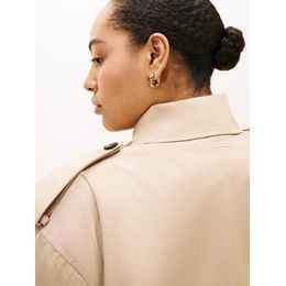 Damen Bikerjacke "CRV COTTON SHORT TRENCH"beige, Gr. 52, Tommy Hilfiger Curve, unifarben, Web, Obermaterial: 100% Baumwolle, Jacken, in gro&szlig;en Gr&ouml;&szlig;en