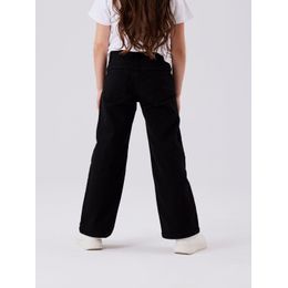 name it M&auml;dchen 5-Pocket-Hose "NKFROSE WIDE TWI PANT 1115-TP NOOS", schwarz, Gr. 122, unifarben, Twill, Obermaterial: 98% Baumwolle, 2% Elasthan,