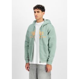 Hoodie Alpha Industries "Basic Zip Hoodie BL", Herren, Gr. M, frost gr&uuml;n, Obermaterial: 80% Baumwolle, 20% Polyester, regular fit, Sweatshirts Hoodie