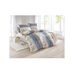 Bettw&auml;sche Irisette, blau, Feinbiber, 100% Baumwolle, Bettw&auml;sche