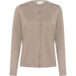 Saint Tropez Damen Strickjacke "A8661, MilaSZ R-Neck Cardigan", braun, Gr. XS, meliert, Strick, Obermaterial: 80% Viskose, 20% Polyacryl,
