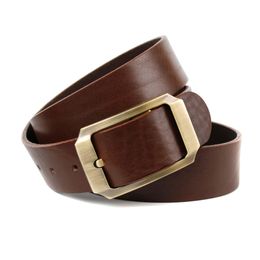 Anthoni Crown Damen Lederg&uuml;rtel, braun, Gr. 100, unifarben, Leder, G&uuml;rtel, mit goldfarbener Dornschlie&szlig;e