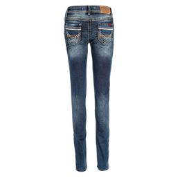 Cipo & Baxx CIPO & BAXX Damen Slim-fit-Jeans "Jeans", blau, Gr. 25, unifarben, 86% Baumwolle, 10% Elasthan, 4% Polyester, Jeans, mit auff&auml;llig farbigen