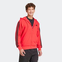 Herren Kapuzensweatshirt "ESSENTIALS 3-STREIFEN FRENCH TERRY", rot, Gr. M, adidas Sportswear, Obermaterial: 55% Baumwolle, 36% Polyester, 9% Viskose,