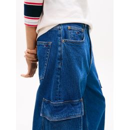 Tommy Jeans Damen Loose-fit-Jeans "CHARLIE MR LOOSE WD CARGO BJ4133"denim medium, Gr. 27, Denim/Jeans, Obermaterial: 99% Baumwolle, 1% Elasthan,