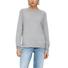 QS Damen Strickpullover, grau, Gr. XS, Strukturmuster, unifarben, Strick, Obermaterial: 65% Polyester, 35% Viskose, Pullover, mit Strukturmuster