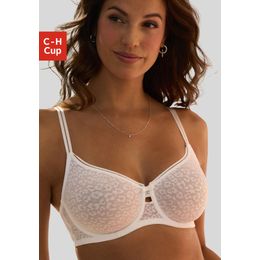 Damen Minimizer-BH, NUANCE BY LASCANA, Gr. 105, wei&szlig;, Spitze, Obermaterial: 88% Polyamid, 12% Elasthan, BHs, mit B&uuml;gel, im angesagten Leo-Look &ndash;
