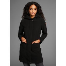 Kangaroos Damen Kurzmantel, schwarz, Gr. 42, unifarben, Web, Obermaterial: 90% Polyester, 10% Viskose. Futter: 100% Polyester, M&auml;ntel, mit gro&szlig;er